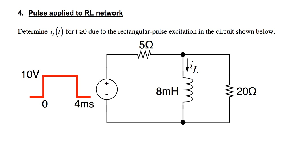 Solved 4. Pulse applied to RL network Determine i,(t) for t | Chegg.com
