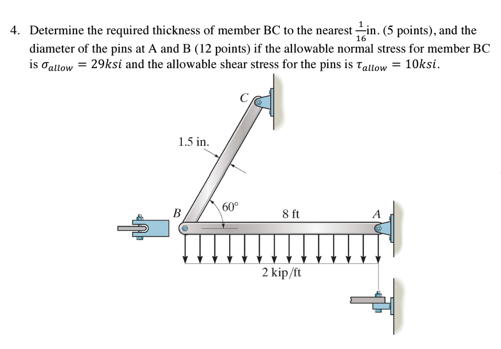Solved Determine the required thickness of member BC to the | Chegg.com