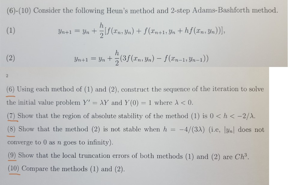 Solved (6)-(10) Consider the following Heun's method and | Chegg.com