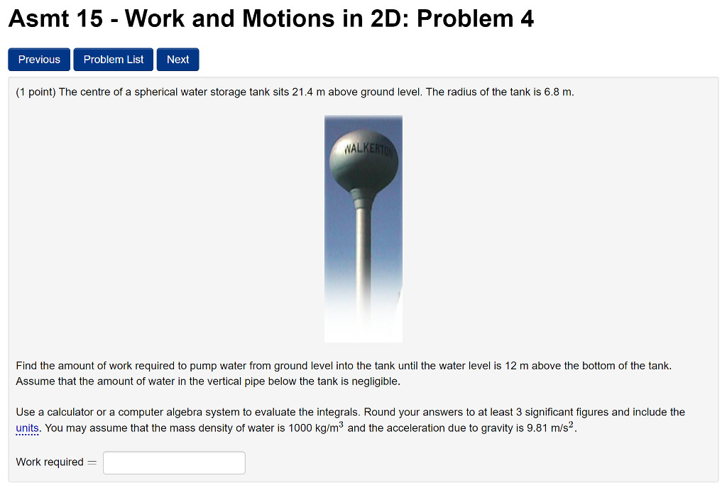 Solved Asmt 15 -Work and Motions in 2D: Problem 4 Previous | Chegg.com