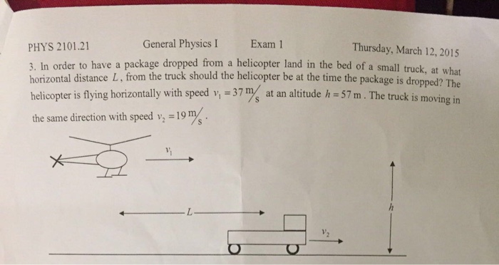 Solved In order to have a package dropped from helicopter | Chegg.com
