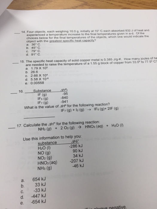 Solved Four objects, each weighing 10.0g. Initially at 10 | Chegg.com
