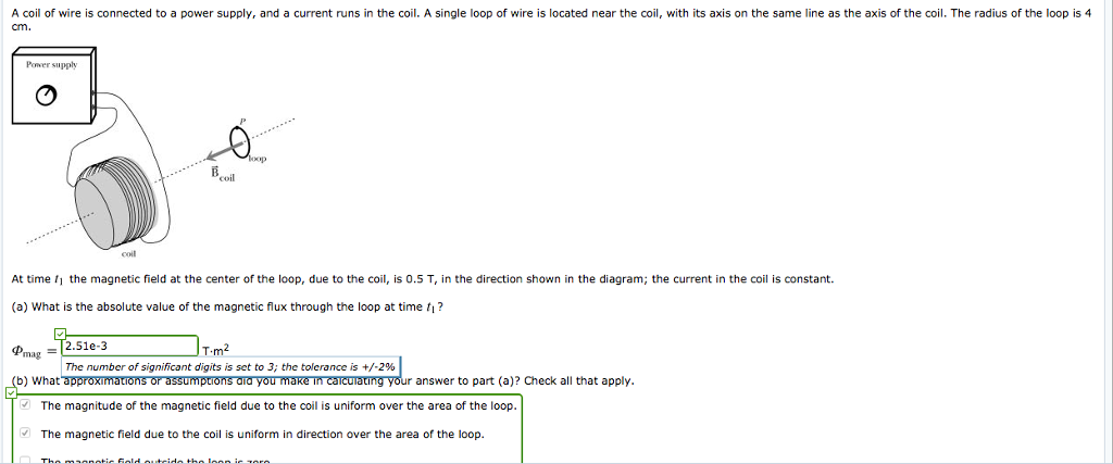 Solved A coil of wire is connected to a power supply, and a | Chegg.com