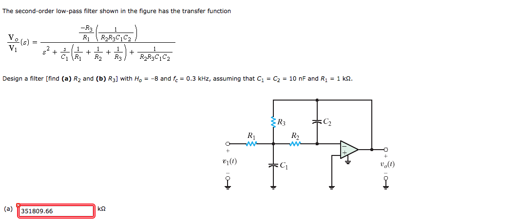 Solved The second-order low-pass filter shown in the figure | Chegg.com