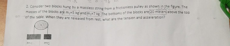 Solved 2. Consider two blocks hung by a massless ess string | Chegg.com