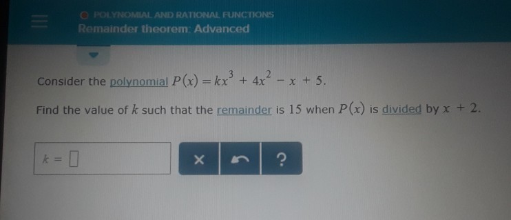 Solved O POLYNOMIAL AND RATIONAL FUNCTIONS Remainder theorem | Chegg.com