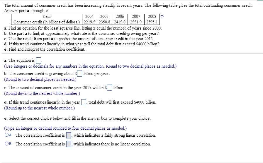 Solved The total amount of consumer credit has been | Chegg.com