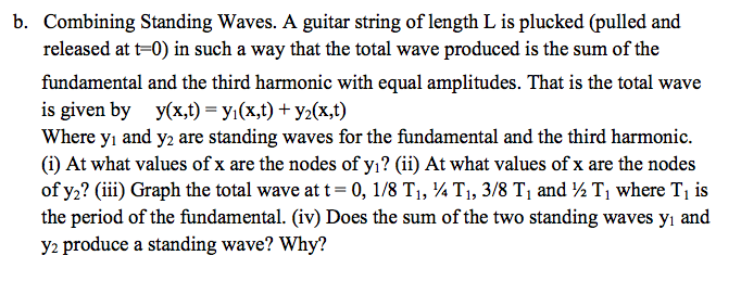 Solved b. Combining Standing Waves. A guitar string of | Chegg.com