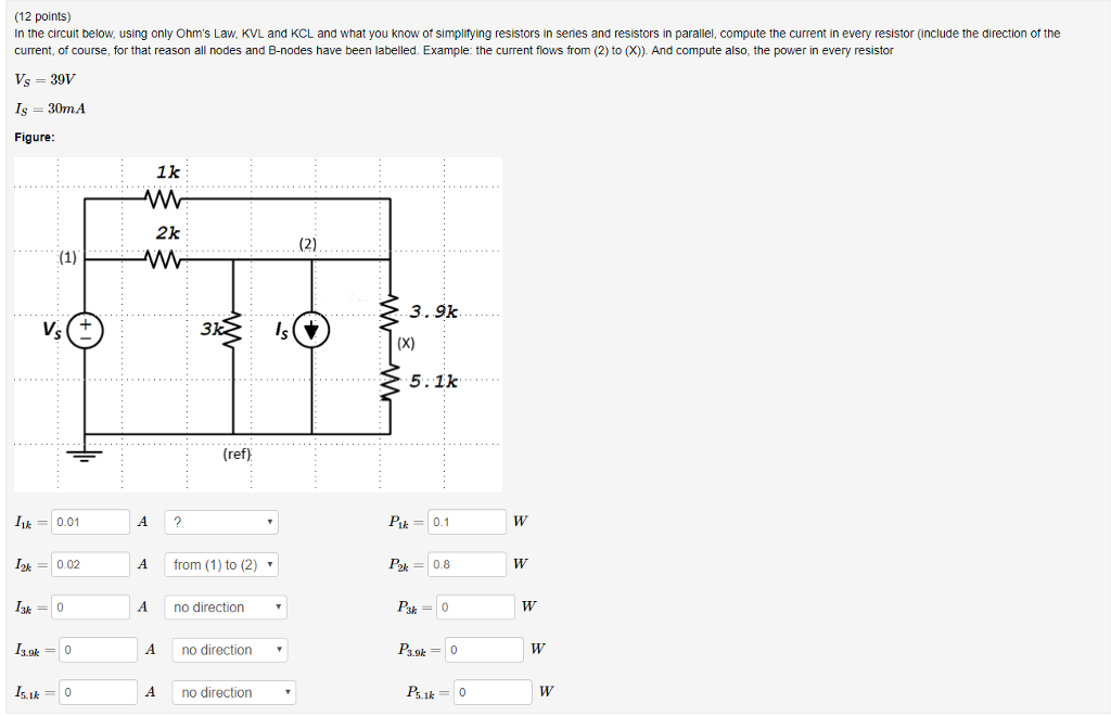 Solved (12 points) In the circuit below, using only Ohm's | Chegg.com
