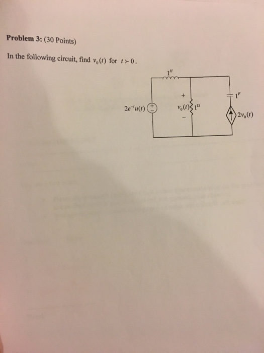 Solved In the following circuit, find v_0(t) for t 0. | Chegg.com