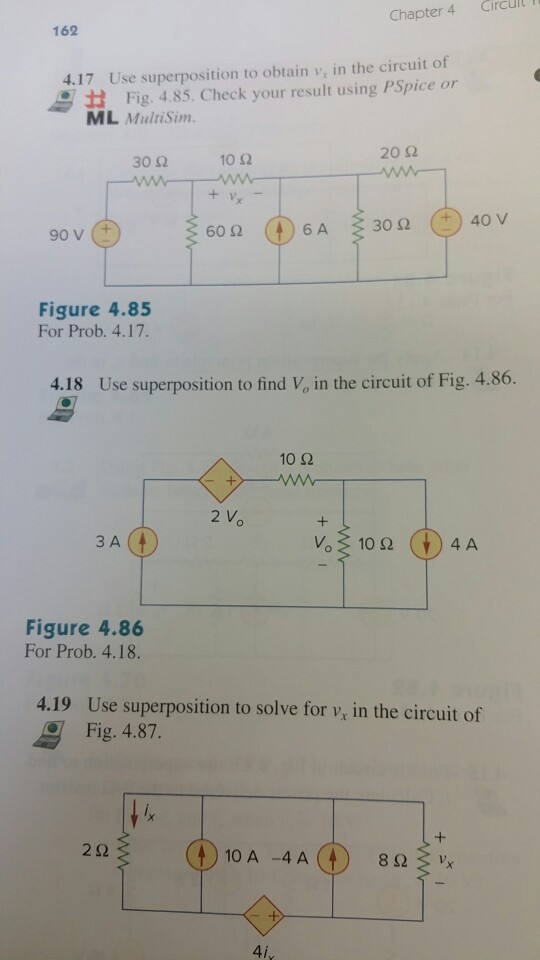 Solved Chapter 4 Circull 162 Use superposition to obtain v, | Chegg.com