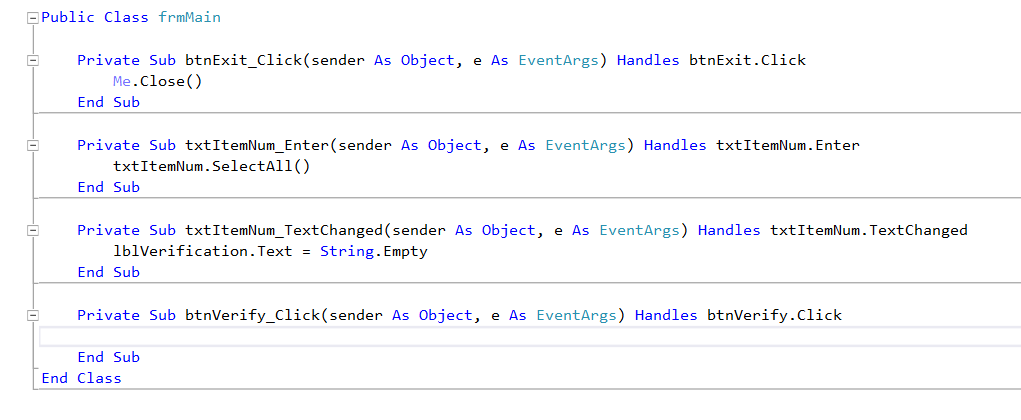 Solved Visual Basic Program the btnVerify_Click procedure | Chegg.com