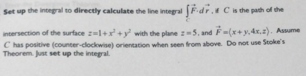 Solved set up the integral to directly calculate the line | Chegg.com