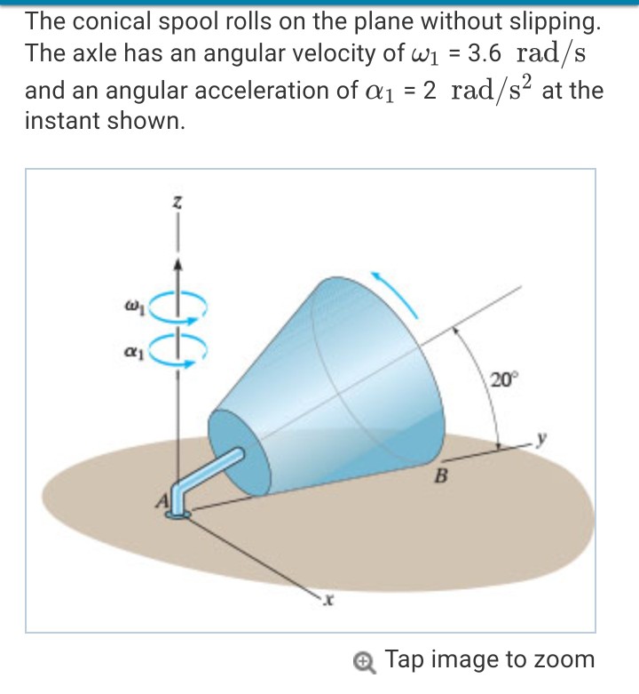 Solved The conical spool rolls on the plane without slipping | Chegg.com