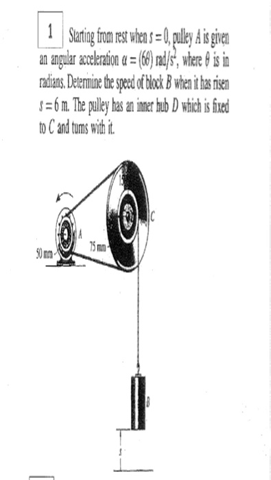 Solved Starting from rest when s = 0, pulley A is given an | Chegg.com