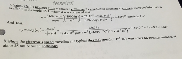 Solved Compute the average time t between collisions for | Chegg.com
