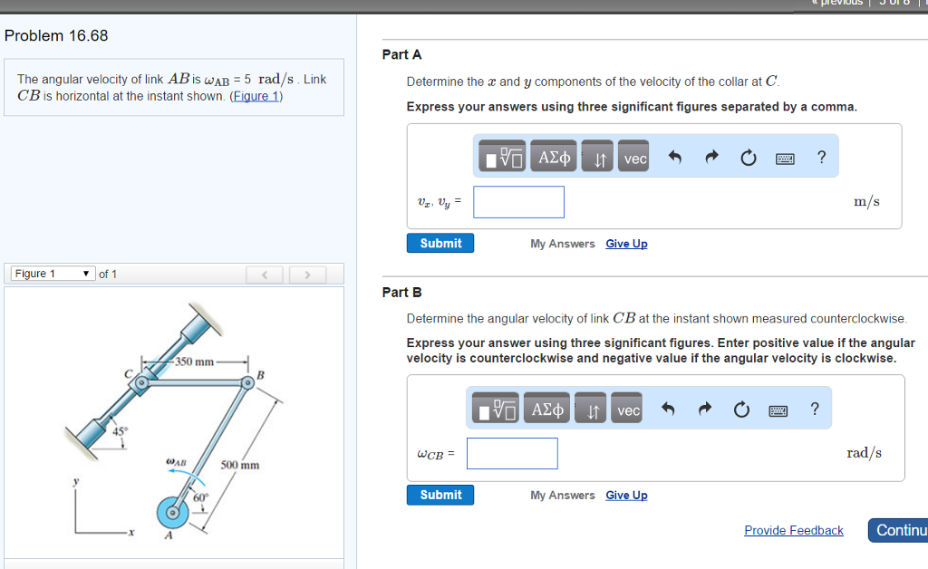 Solved The angular velocity of link AB is omega_AB = 5 | Chegg.com