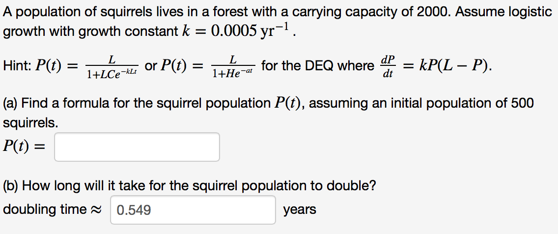 Solved A population of squirrels lives in a forest with a | Chegg.com