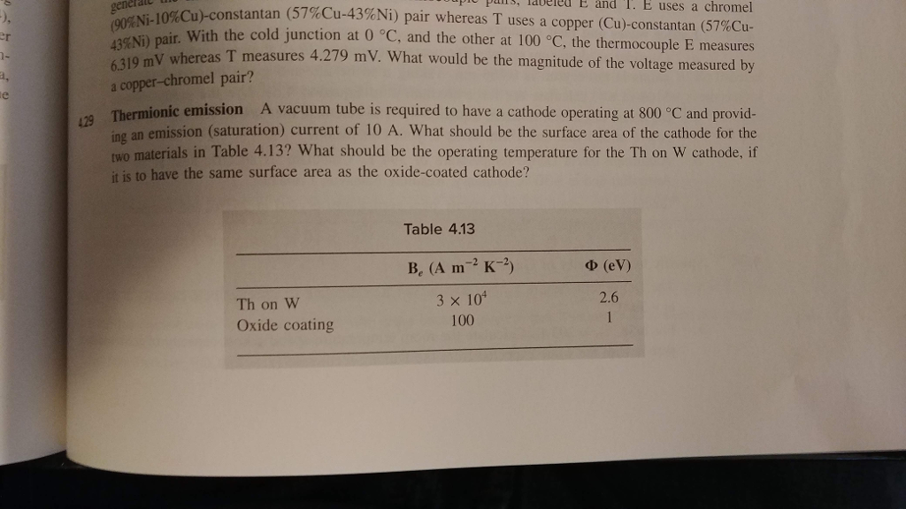 Solved aveled E and I. E uses a chromel u-constantan (57% | Chegg.com