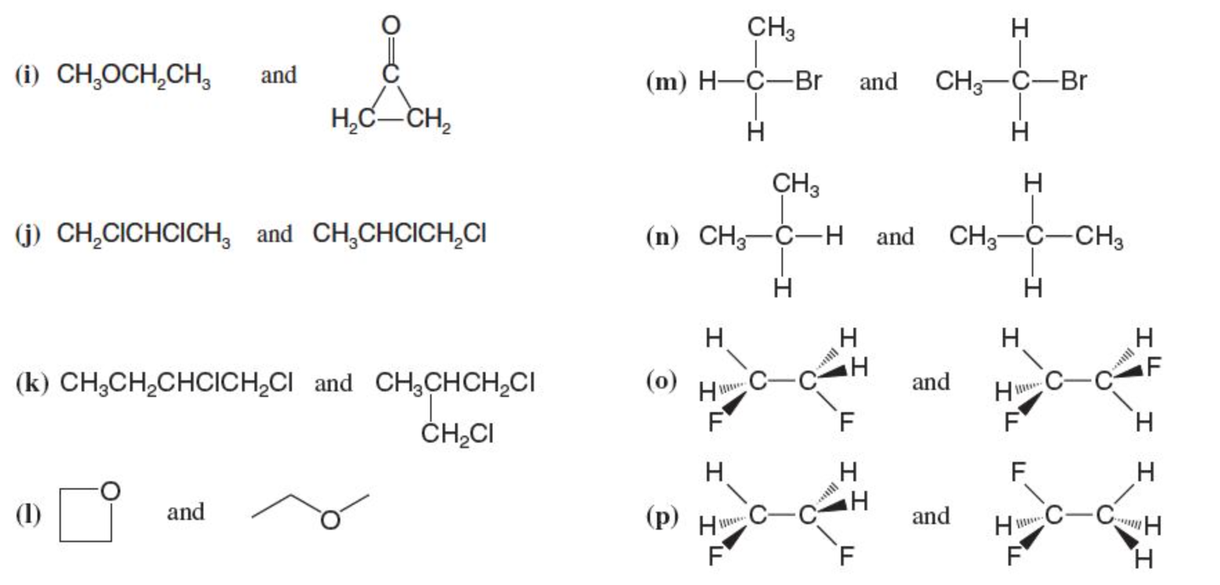 Solved CHa Br Cl Br (a) Cl (e) CH3-C-CH2C and Cl CH (f) CH2 | Chegg.com