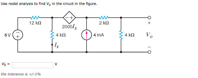 Solved Use nodal analysis to find Vo in the circuit in the | Chegg.com
