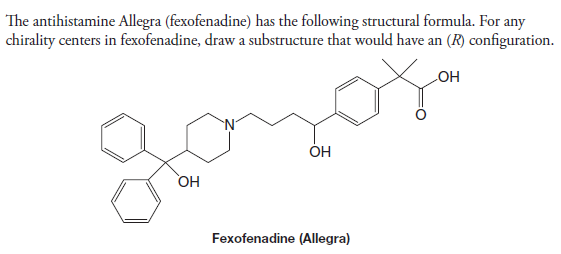 Solved The antihistamine Allegra (fexofenadine) has the | Chegg.com