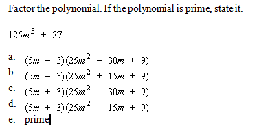 Solved Factor the polynomial. If the polynomial is prime, | Chegg.com