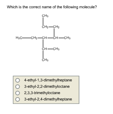 Solved Which is the correct name of the following molecule? | Chegg.com