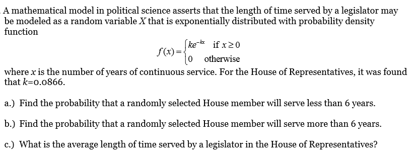 Solved A mathematical model in political science asserts | Chegg.com