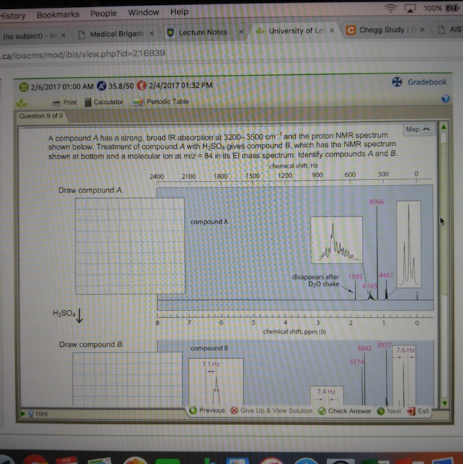 Solved A compound A has a strong, broad IR absorption at | Chegg.com