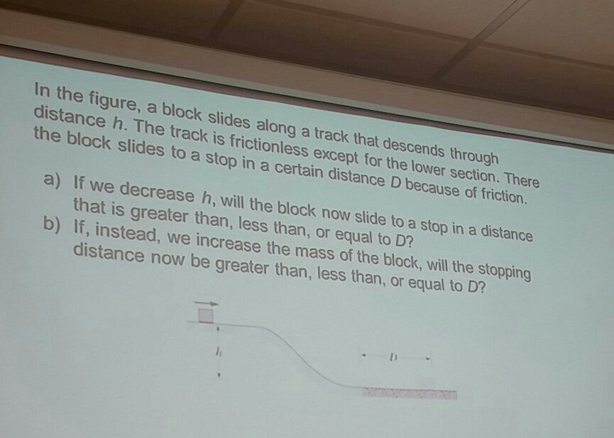 Solved in the figure, a block slides along a track that | Chegg.com