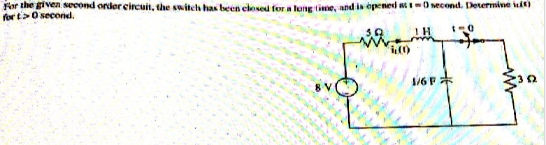 Solved For the second order circuit, the switch has been | Chegg.com