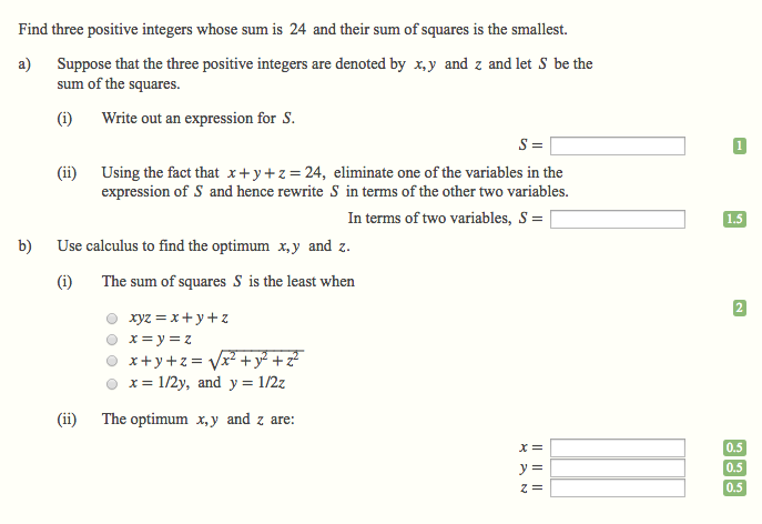 Solved Find three positive integers whose sum is 24 and | Chegg.com