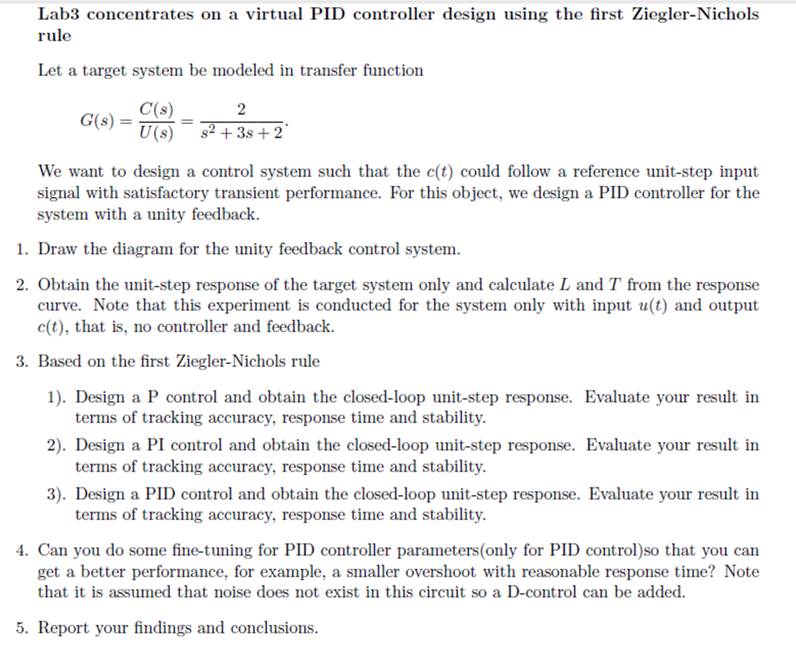 Solved Lab3 concentrates on a virtual PID controller design | Chegg.com
