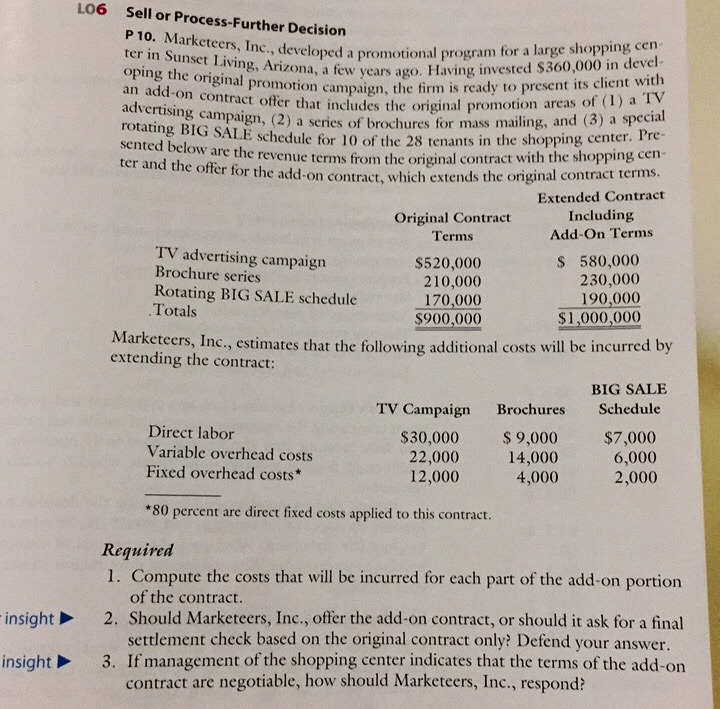 Solved LO6 Sell or Process-Further Decision P 10. | Chegg.com