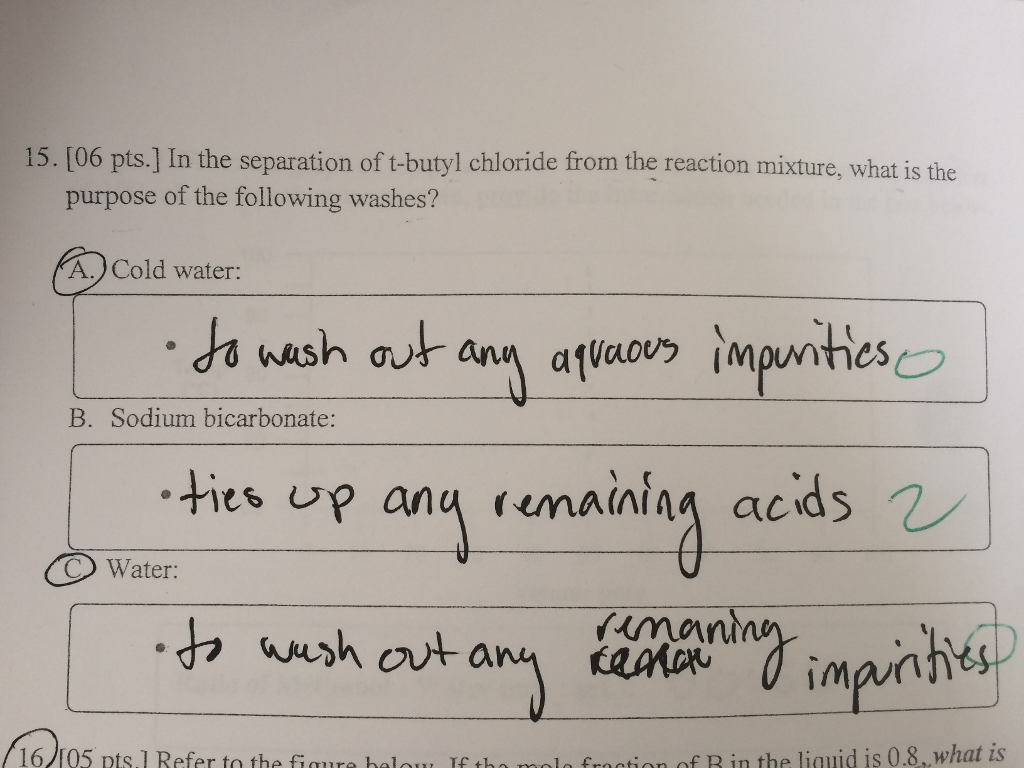 Solved 15 [06 Pts ] In The Separation Of T Butyl Chloride