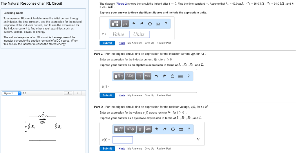 Solved The Natural Response of an RL Circuit Learning Goal: | Chegg.com