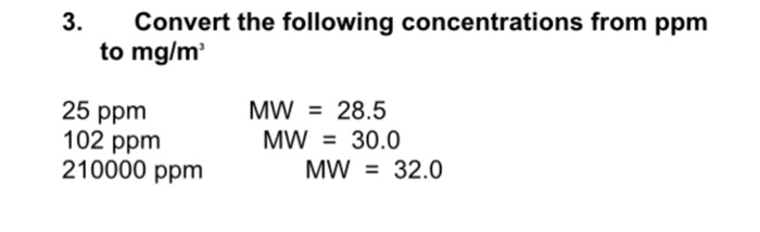 Solved Convert the following concentrations from ppm to | Chegg.com