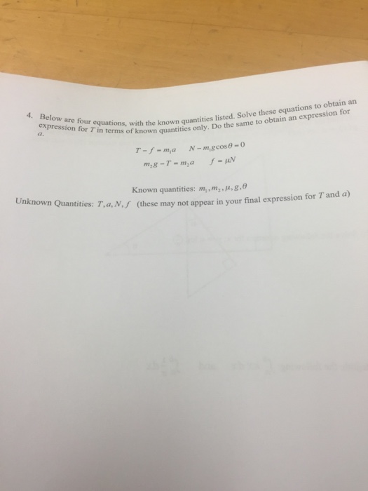 Solved Below are four equations, with the known quantities | Chegg.com