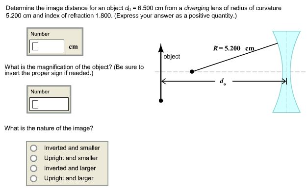 Solved Determine the image distance for an object d_0 = | Chegg.com