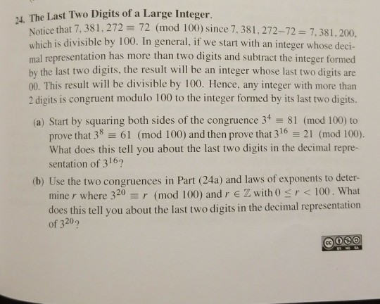 Solved The Last Two Digits of a Large Integer otice that | Chegg.com