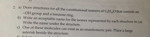 Solved 2. a) Draw Structures for all the Constitutional | Chegg.com