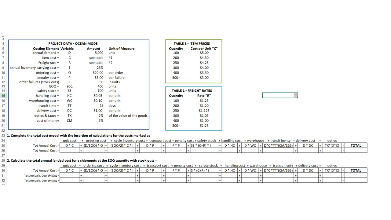 Solved Complete the total cost model with the insertion of | Chegg.com