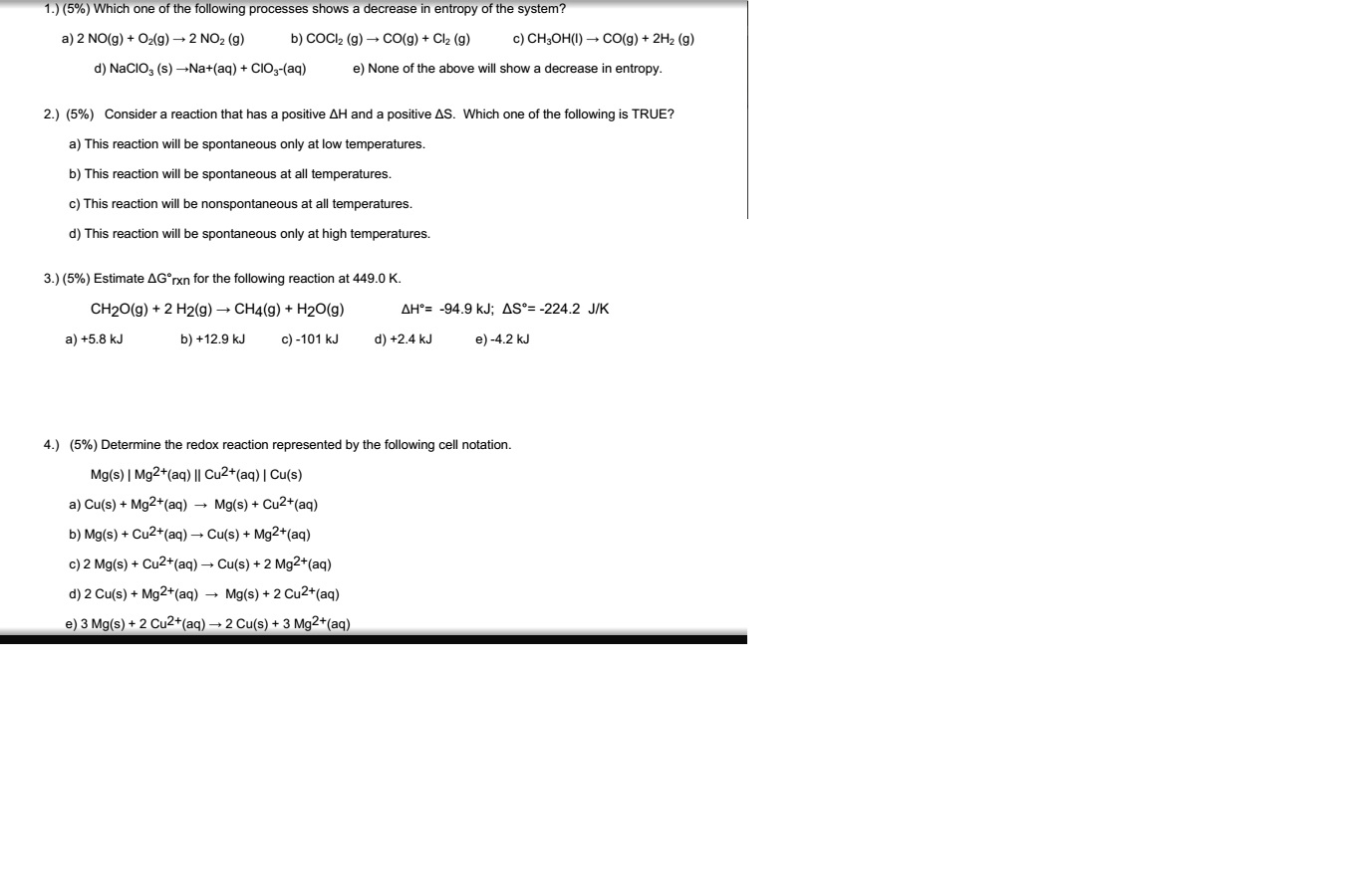 Solved Which one of the following processes shows a decrease | Chegg.com