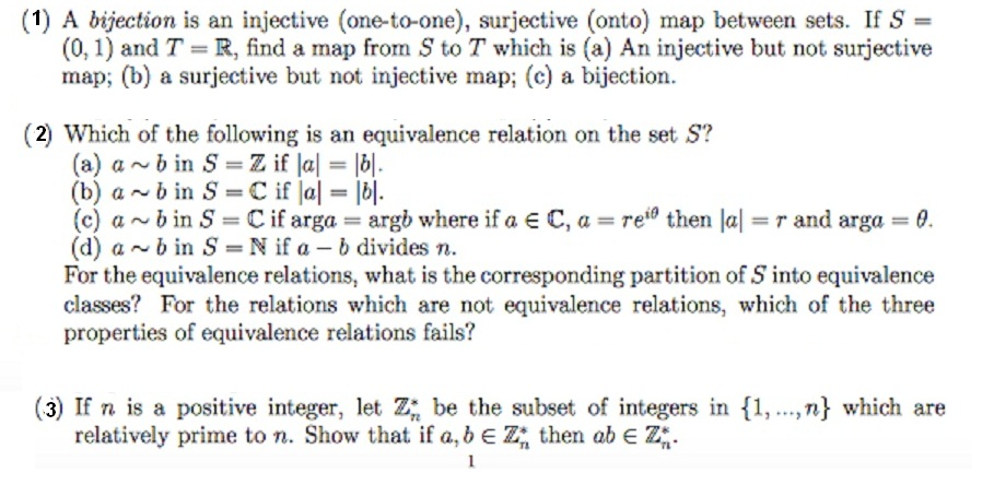 Solved (1) A bijection is an injective (one-to-one | Chegg.com
