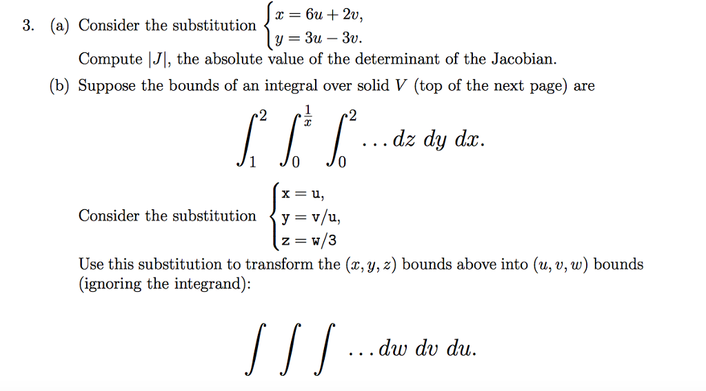 Solved 3. (a) Consider the substitution ? ??-30. Compute Jl, | Chegg.com