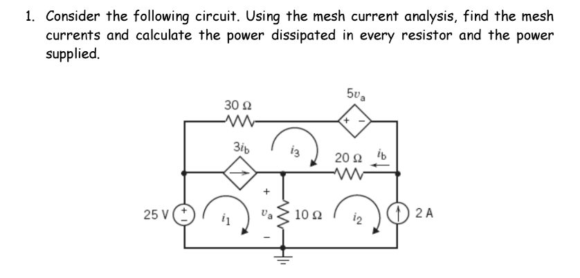 Solved Consider the following circuit. Using the mesh | Chegg.com