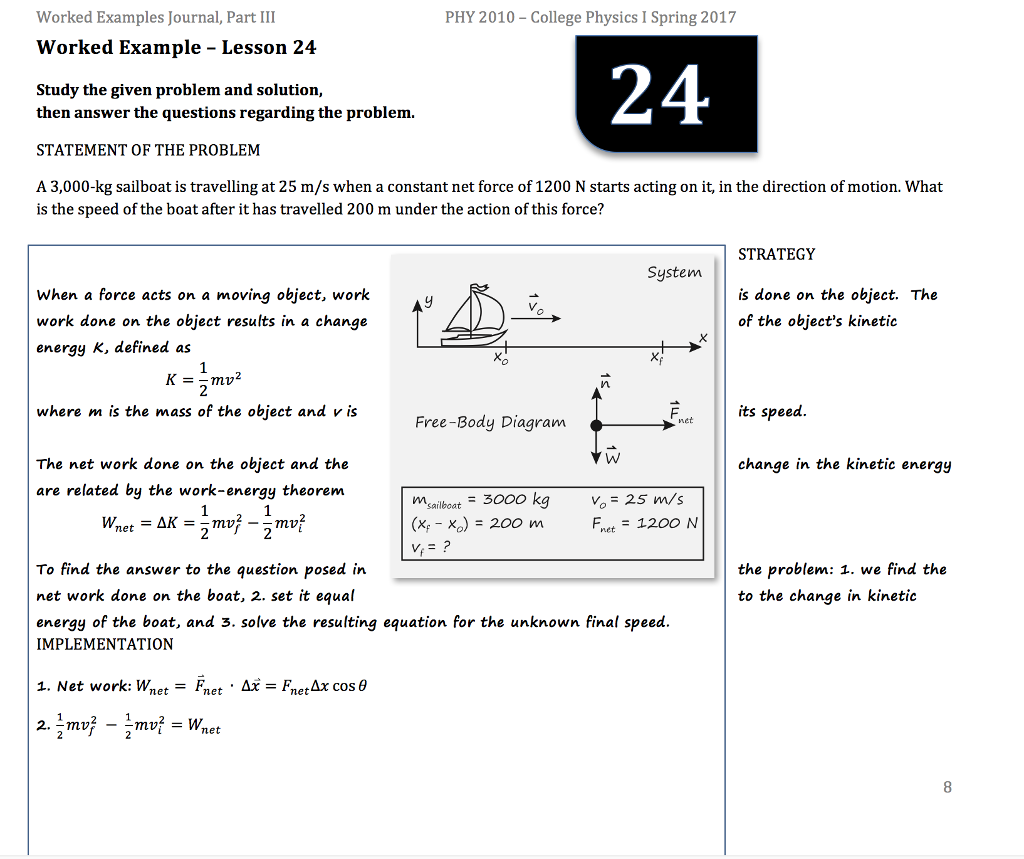 Solved Worked Examples Journal, Part III PHY 2010 College | Chegg.com