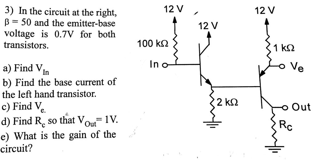 Solved In the circuit at the right, beta = 50 and the | Chegg.com