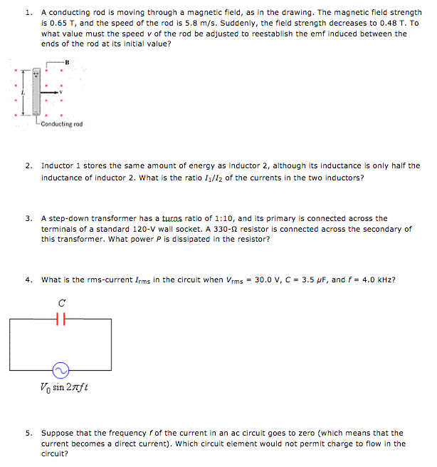 Solved 1. A conducting rod is moving through a magnetic | Chegg.com